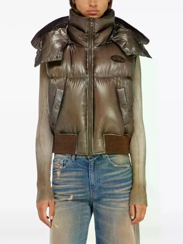 DIESEL® Down Vest In Ripstop With Detachable Hood