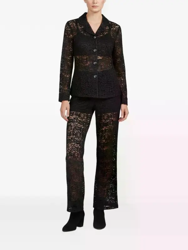 424 Giselle Floral-lace Trousers Set - Black