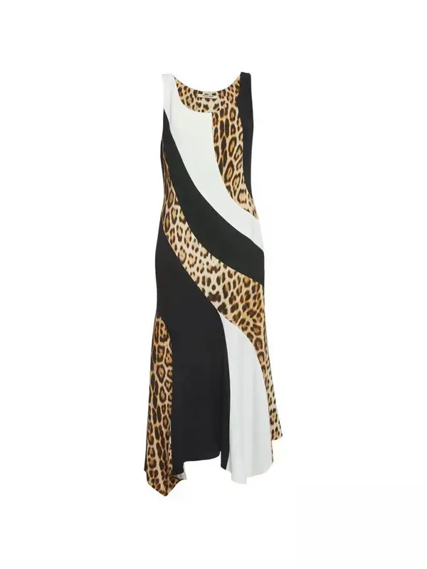 Roberto Cavalli Leopard Print Asymmetric Dress - Black