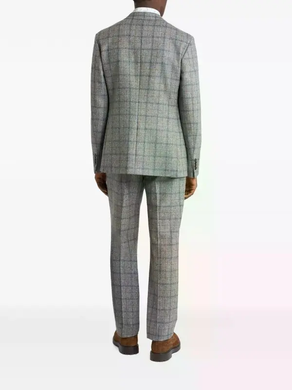 Etro Single-breasted Wool Jacket With Check Motif