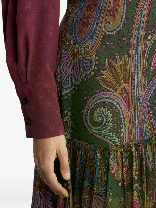 Etro Silk Maxi Skirt With Placed Paisley Print
