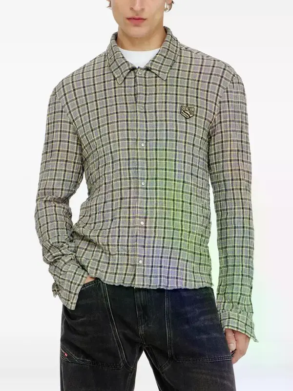 DIESEL® Check Shirt With Seersucker Effect