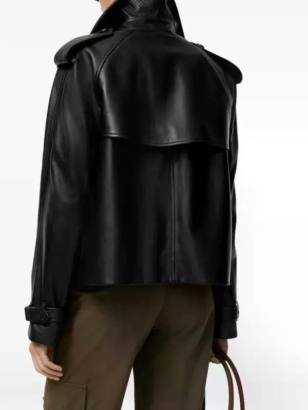 Burberry Cropped Leather Mayfair Trench Jacket