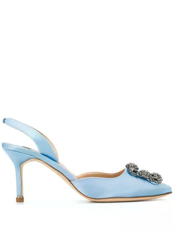 Manolo Blahnik Embellished Toe Slingback Pumps - Blue