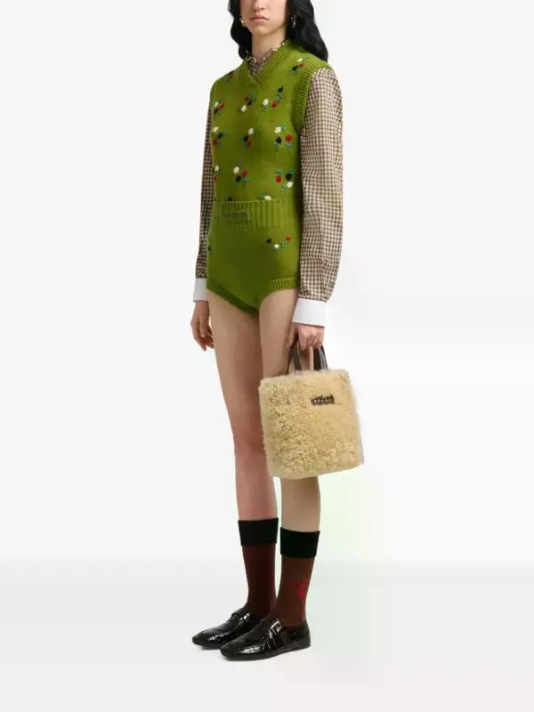 Marni Museo Soft Shearling Leather Tote Bag