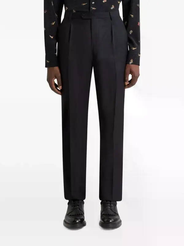 Etro Wool Flannel Trousers With Crease Detail