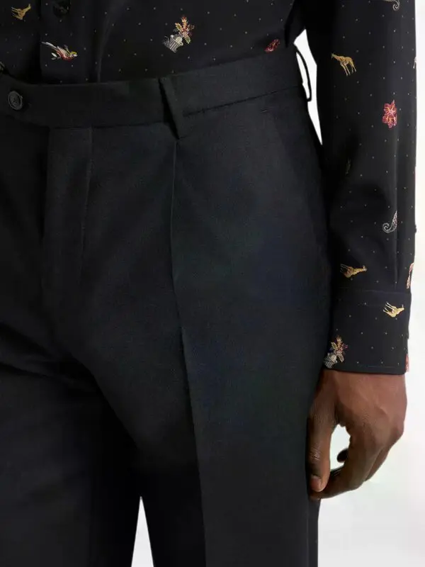 Etro Wool Flannel Trousers With Crease Detail