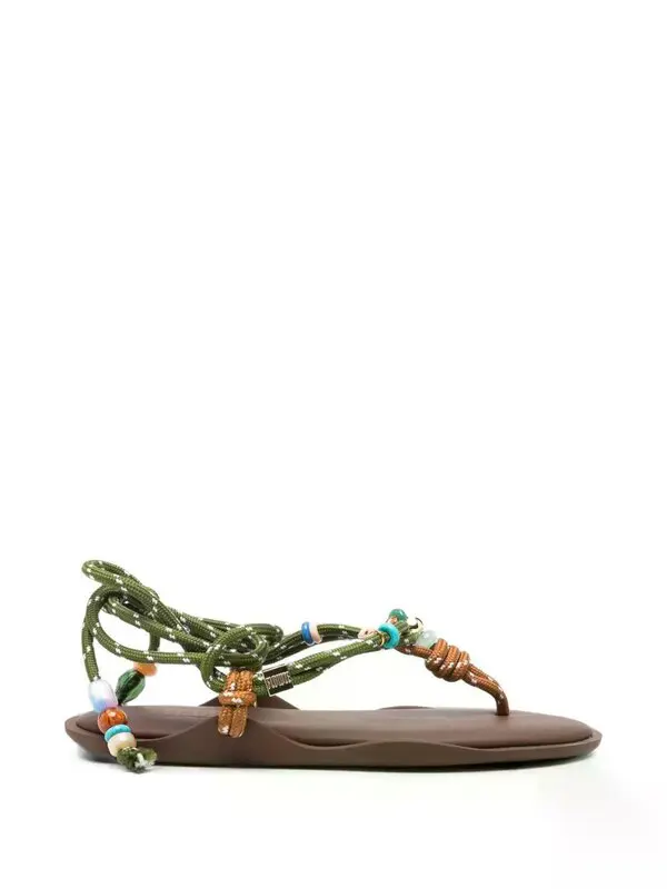 Flowze X Collanine Bead-embellished Sandals - Brown