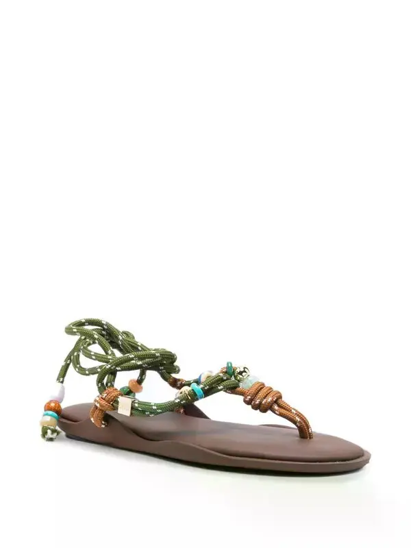 Flowze X Collanine Bead-embellished Sandals - Brown