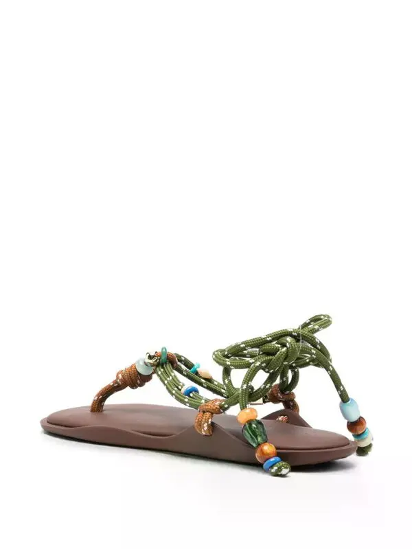 Flowze X Collanine Bead-embellished Sandals - Brown