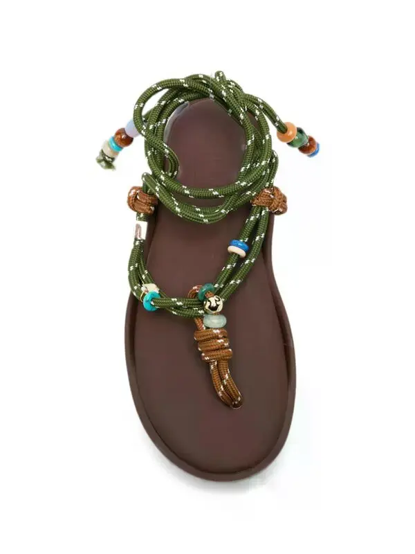 Flowze X Collanine Bead-embellished Sandals - Brown