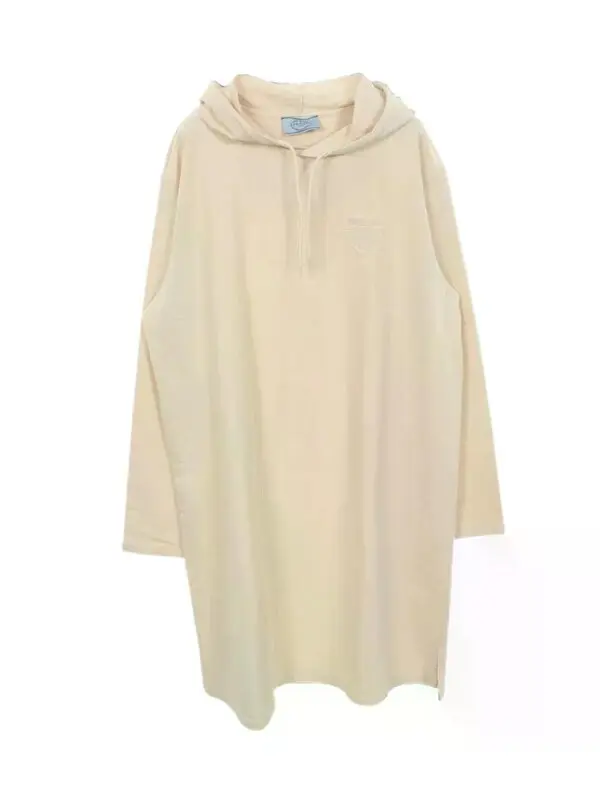 Prada Light Beige Hooded Midi Dress - Neutrals