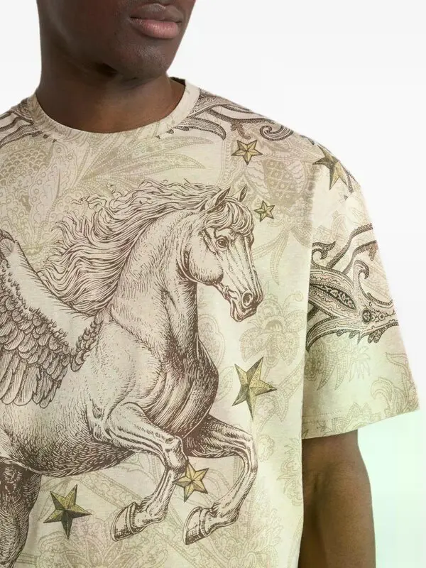 Etro Cotton-jersey T-shirt With Placed Pegaso-print