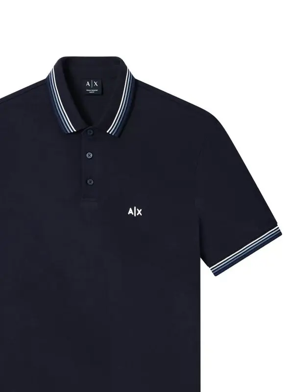 Armani Exchange Striped-trim Logo-embroidered Polo Shirt