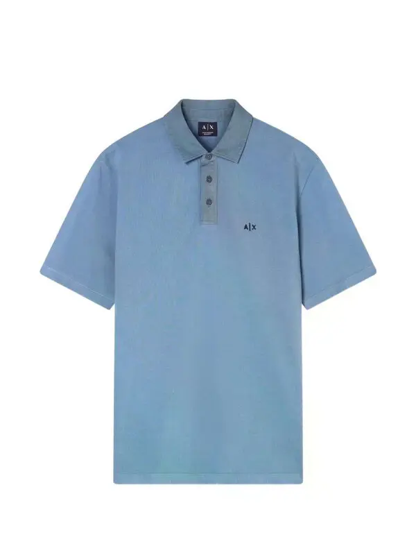 Armani Exchange Logo-embroidered Piqué Polo Shirt - Blue