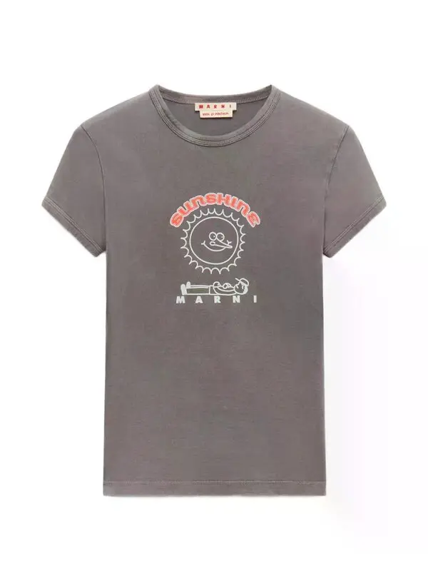 Marni Cotton "sunshine" Print T-shirt - Grey