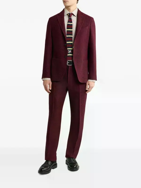 Etro Single-breasted Jacket In Mélange-effect Wool-blend Fabric