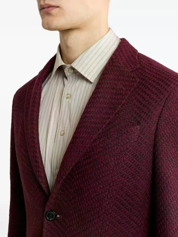 Etro Single-breasted Jacket In Mélange-effect Wool-blend Fabric
