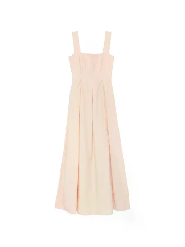 Momoni Pleated Square-neck Maxi Dress - Neutrals