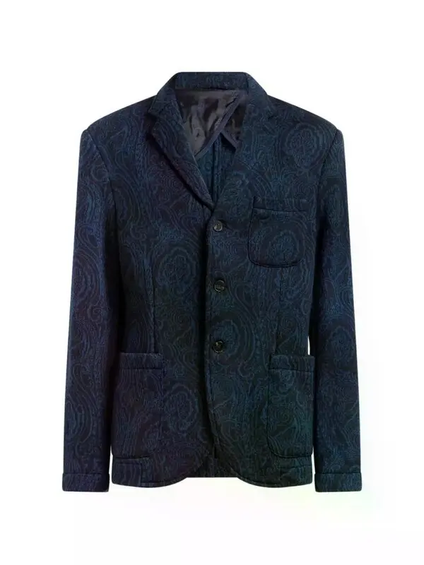 Etro Single-breasted Wool-blend Jacquard Jacket With Arnica-motif