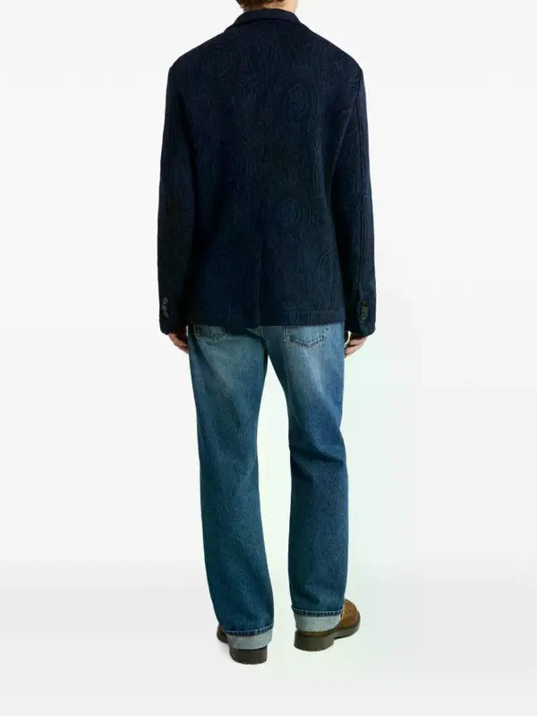 Etro Single-breasted Wool-blend Jacquard Jacket With Arnica-motif