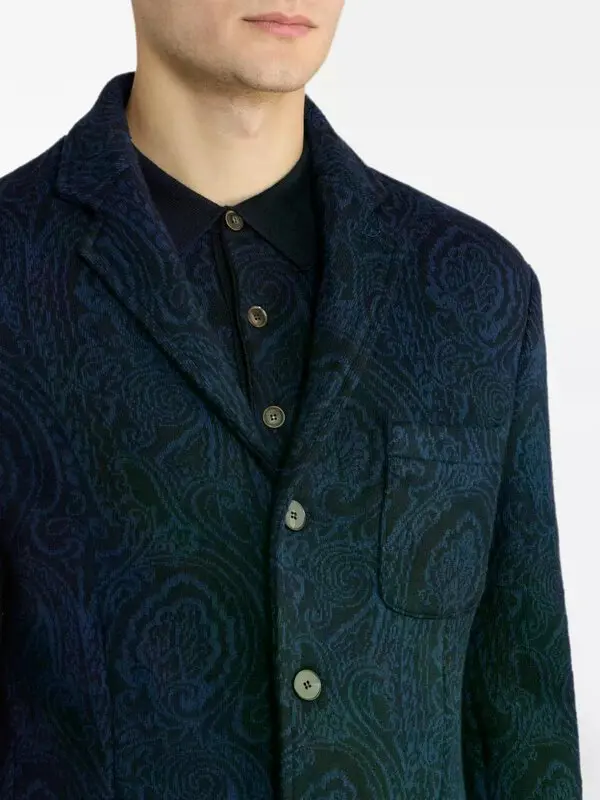 Etro Single-breasted Wool-blend Jacquard Jacket With Arnica-motif