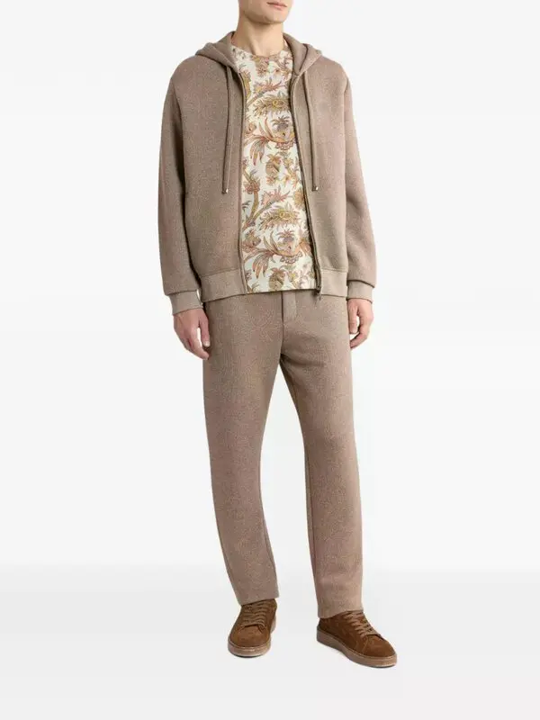 Etro Cotton-jersey T-shirt With Floral Paisley-motif - Neutrals
