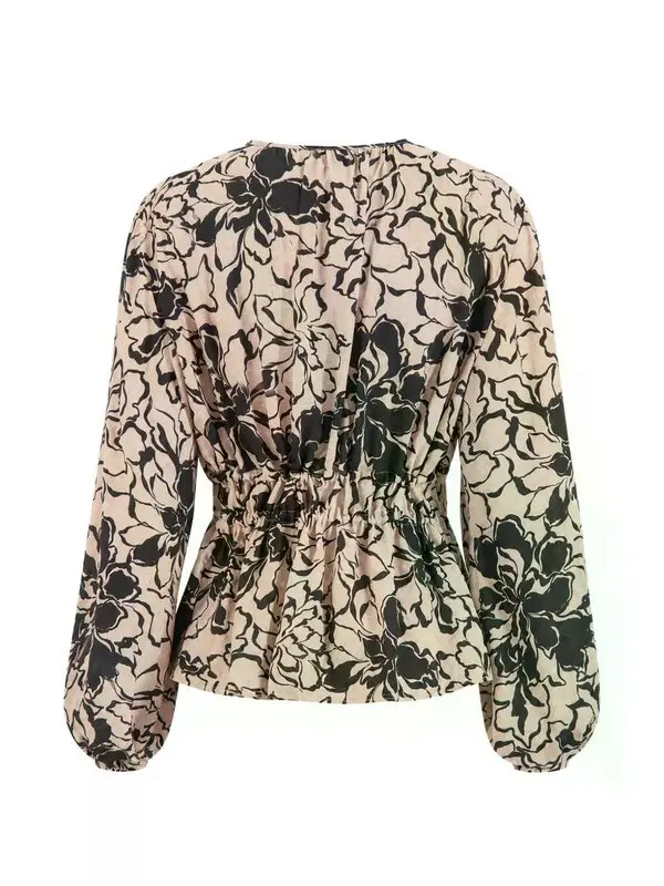 SOLAQUA Floral Print V-neck Blouse