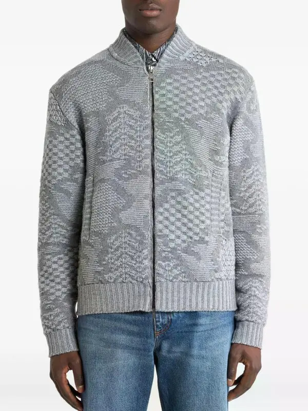 Etro Knit Wool-blend Bomber Jacket With Motif