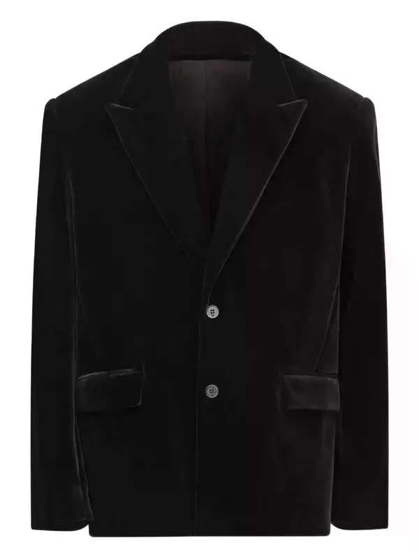 LGN LOUIS GABRIEL NOUCHI Velvet Single-breasted Blazer - Black
