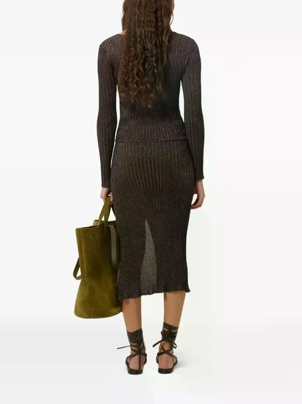 Missoni Metallic Thread Ribbed Knit V-neck Sweater