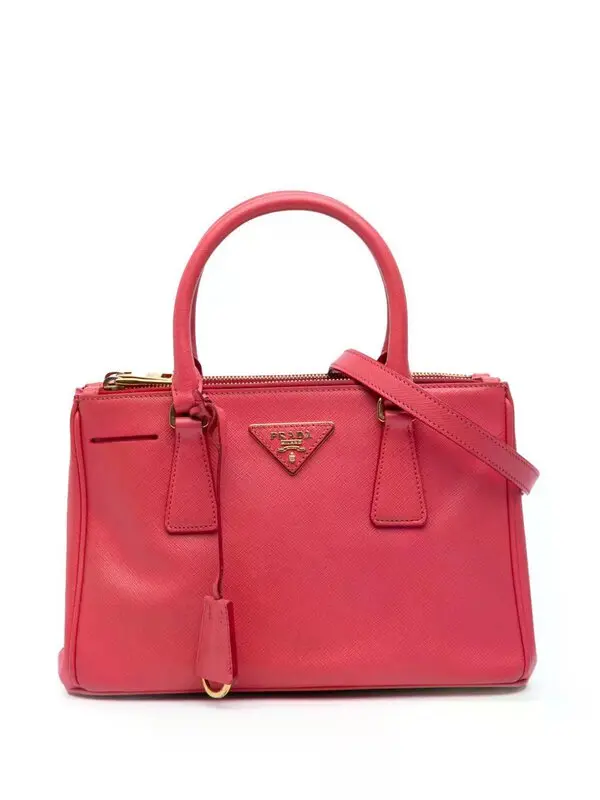 Prada Saffiano Lux Galleria Double Zip Satchel - Pink