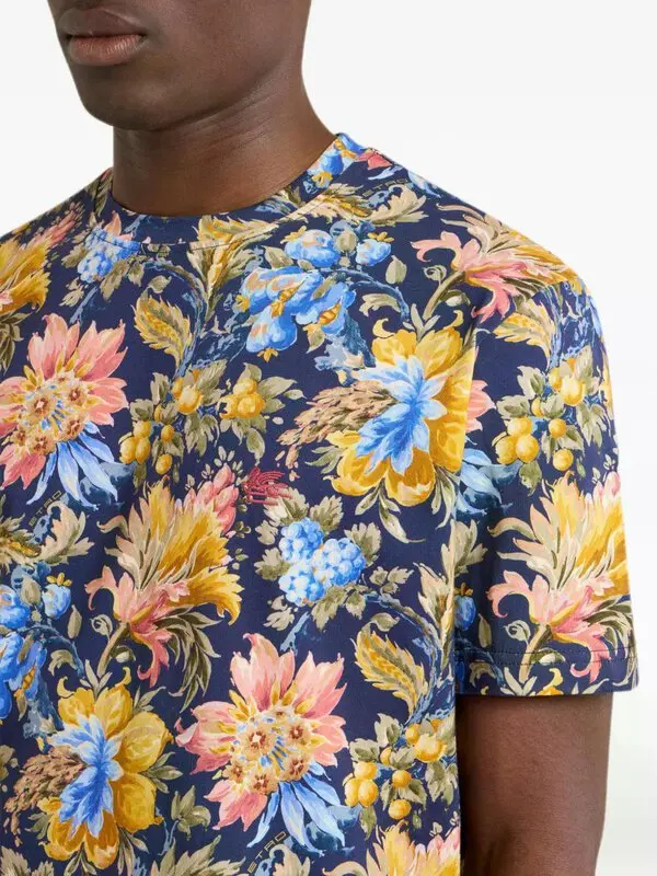 Etro Cotton-jersey T-shirt With Floral-motif