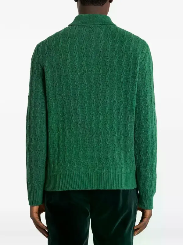 Etro Cashmere Polo Sweater With Wavy Motif