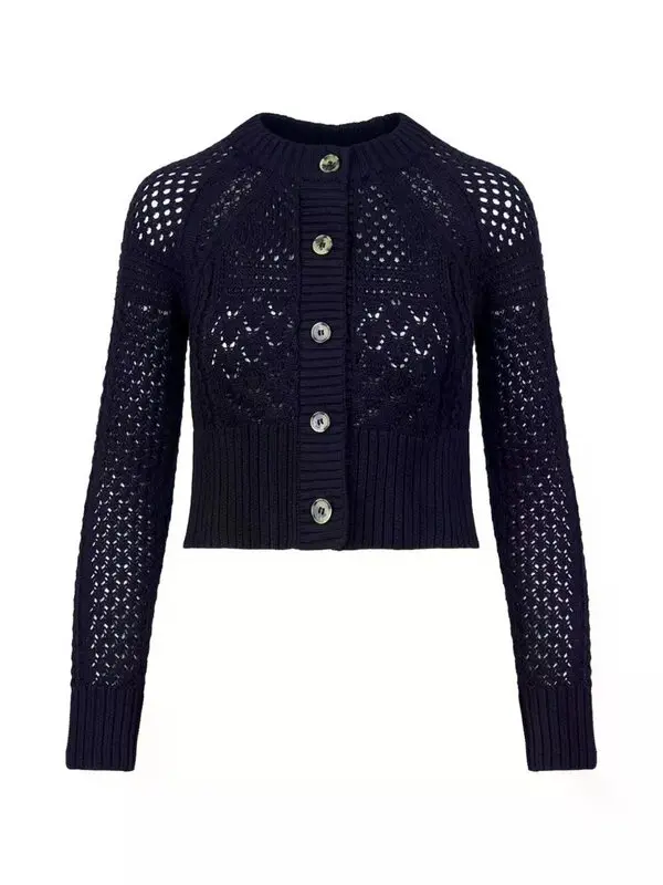 Smythe Crochet-knit Cropped Cardigan - Blue