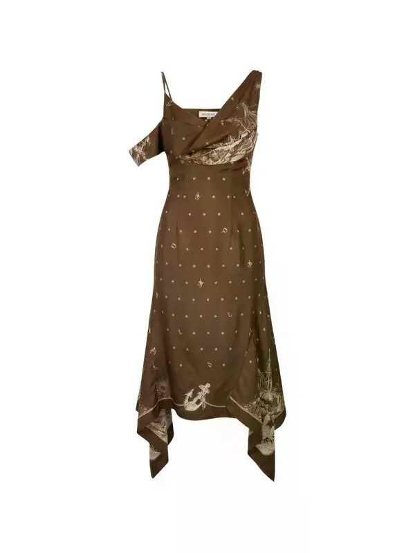 Monse Printed Silk Sleeveless Dress - Brown