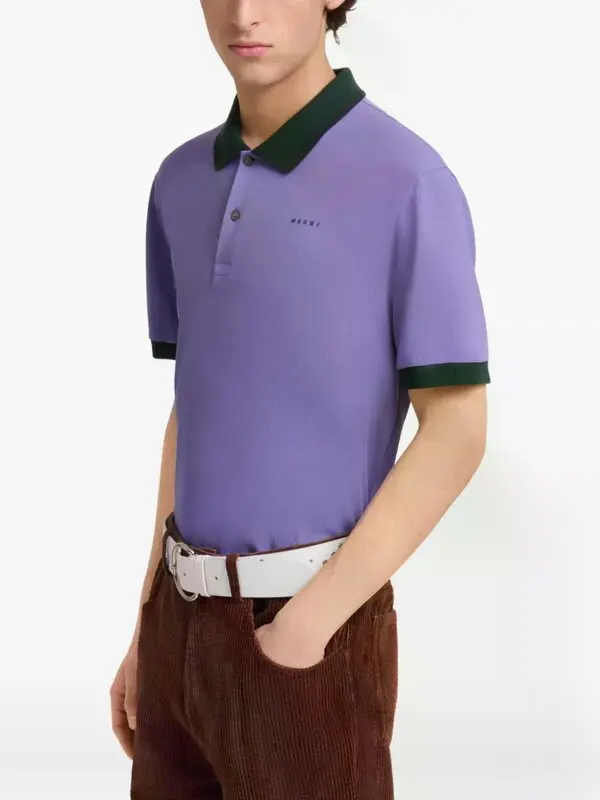 Marni Piqué Polo Shirt With Contrast Trims - Purple