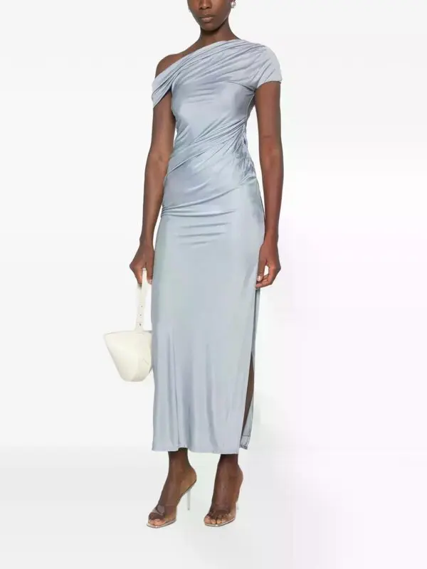 Galvan Ruched Off-shoulder Gown