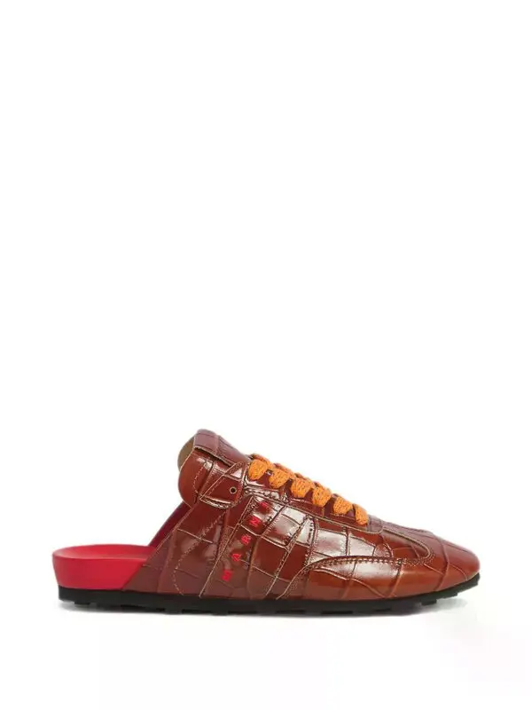 Marni Crown Croc-effect Leather Softy Soccer Slip-on Sneakers - Brown