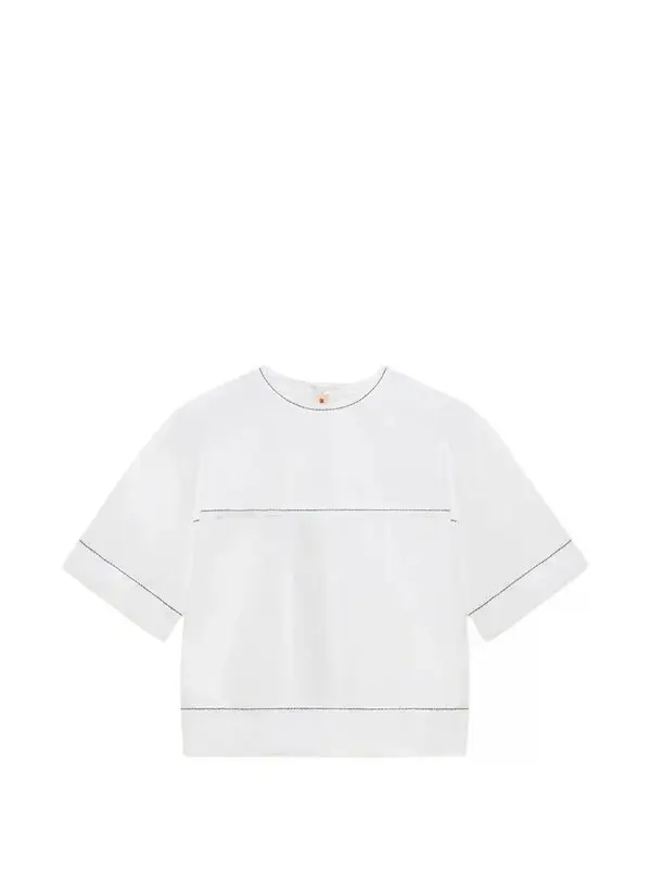 Marni Cotton Poplin T-shirt With Exposed Seams - White