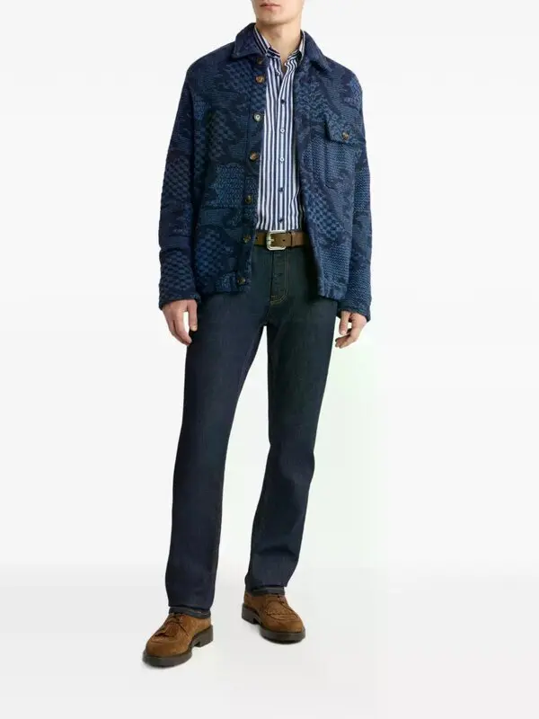 Etro Patterned Wool-blend Overshirt Jacket - Blue