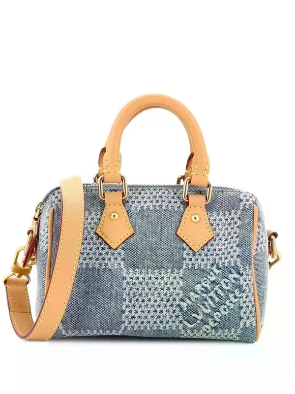 LOUIS VUITTON Speedy Bandouliere 3d Damier Giant Denim 18 Crossbody Bag - Blue