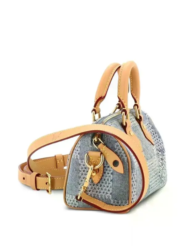 LOUIS VUITTON Speedy Bandouliere 3d Damier Giant Denim 18 Crossbody Bag - Blue