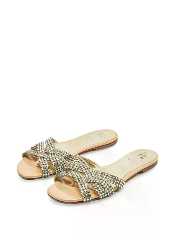 GINA Crystal Embellished Crossover Strap Sandals