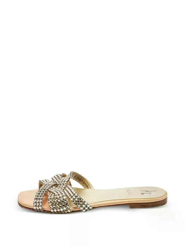 GINA Crystal Embellished Crossover Strap Sandals - Silver