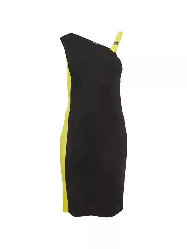 Versace One-shoulder Colour-block Asymmetric Dress - Black