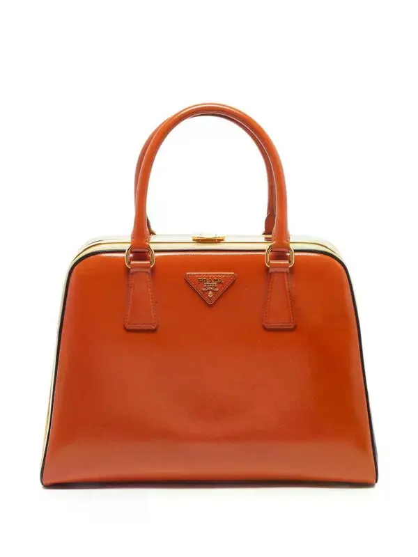 Prada Pyramid Frame Satchel Bag - Orange