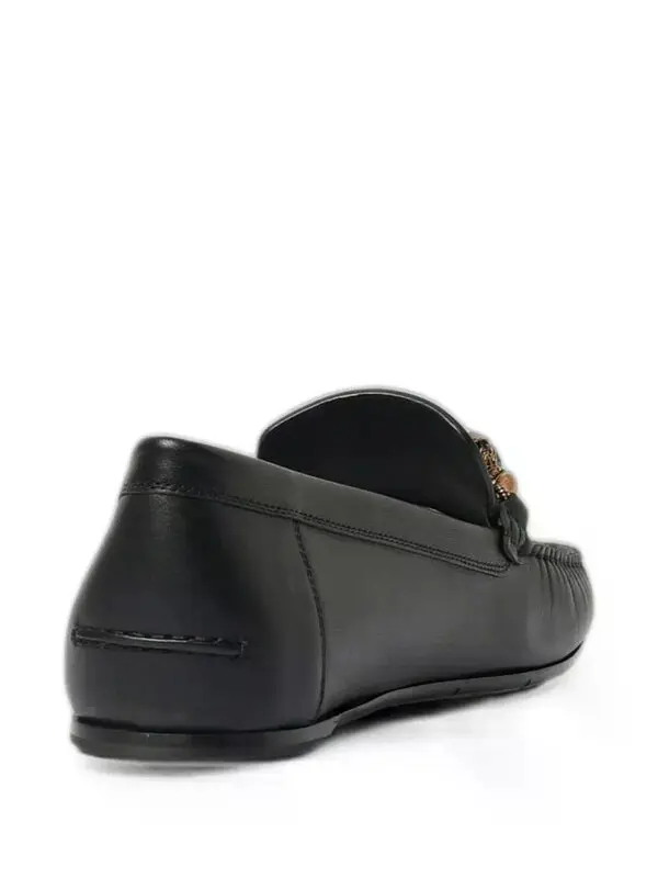 Manolo Blahnik Animal-plaque Leather Loafers