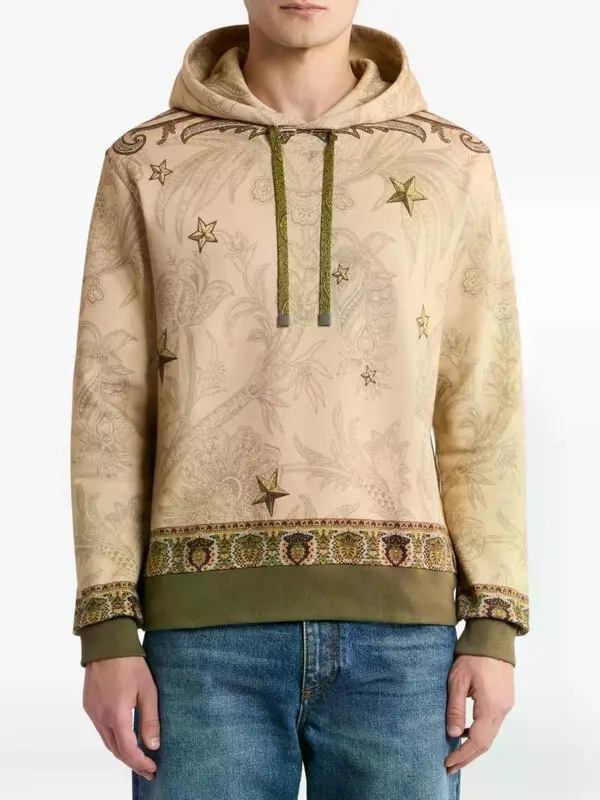 Etro Cotton-blend Hooded Sweatshirt With Pegaso Print