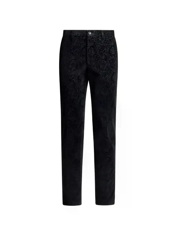 Etro Cotton Velvet Arnica Motif Trousers - Black
